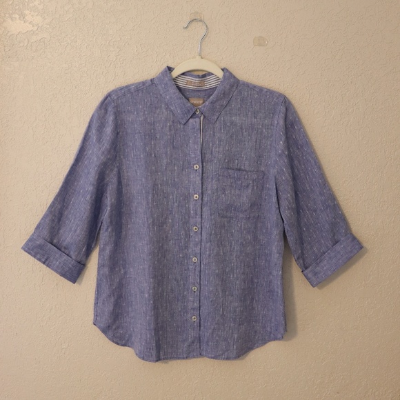 Chico's | Tops | Chicos Womens 34 Sleeve Linen Button Up Shirt Various ...